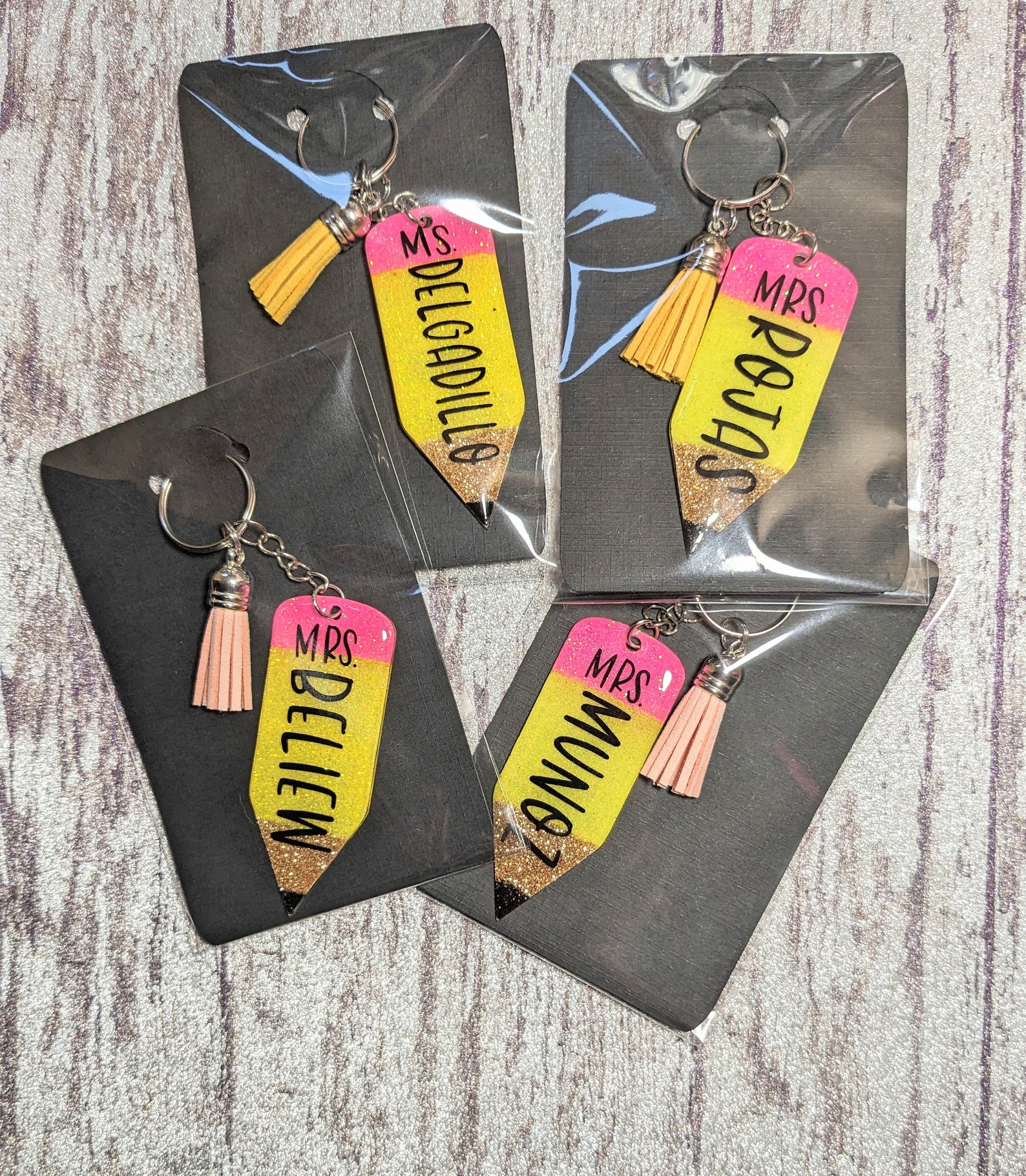 Pencil Keychain | Keychain | Glitter Pencil Keychain | Teacher Keychain ...
