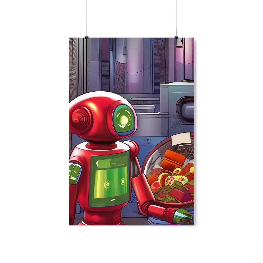 Chef Bot De, AI Art, Robot Art, Cooking, Food Premium Matte Vertical ...