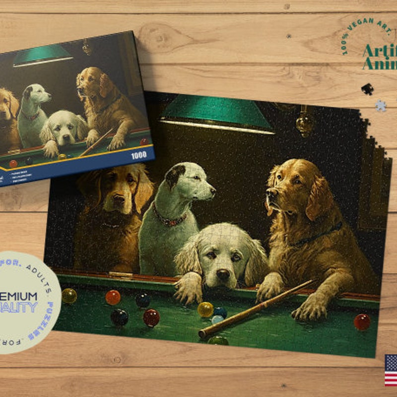 Dogs Playing Pool - Etsy