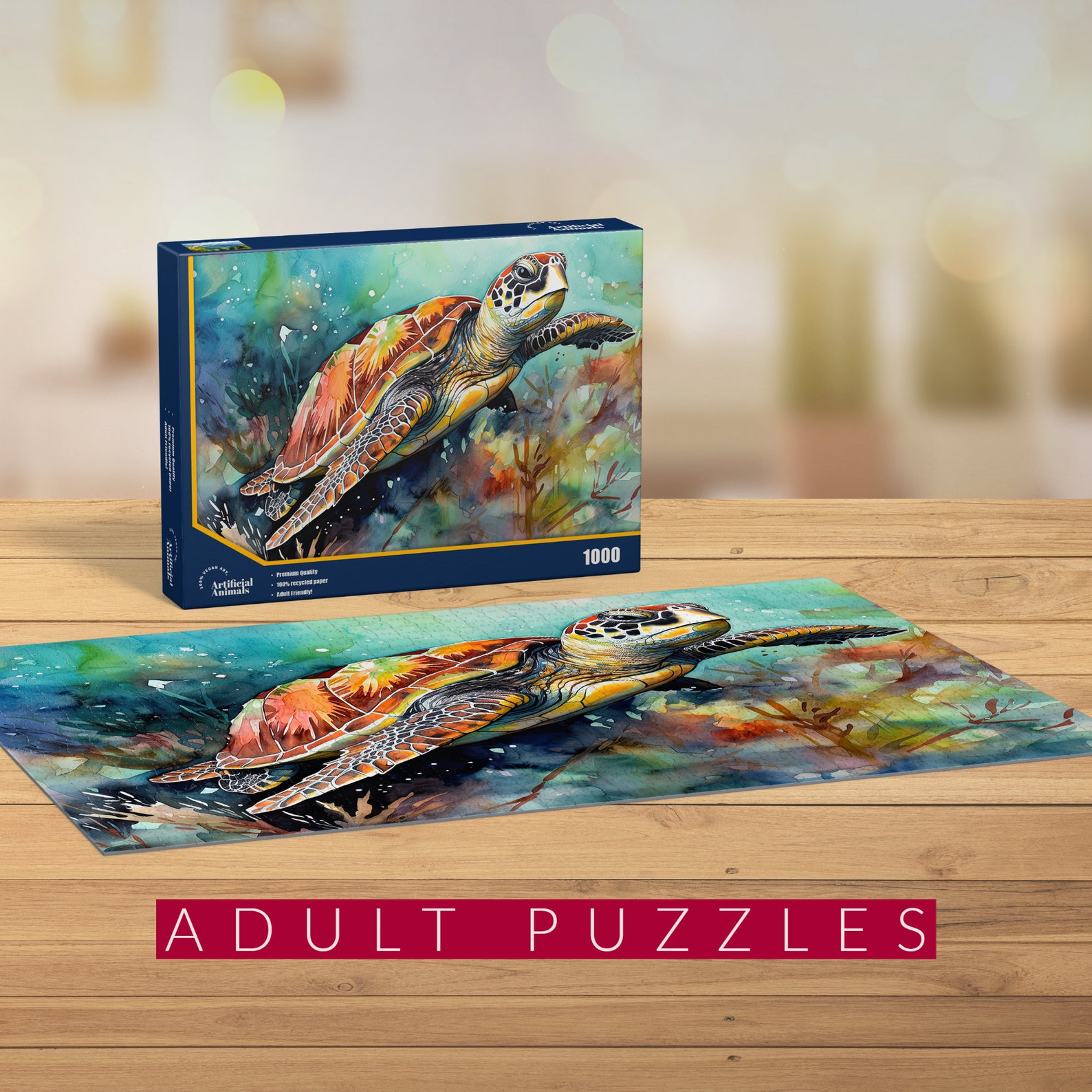 Sea Turtle Jigsaw Puzzle, Turtle Painting, Sea Turtle Painting, Sea ...