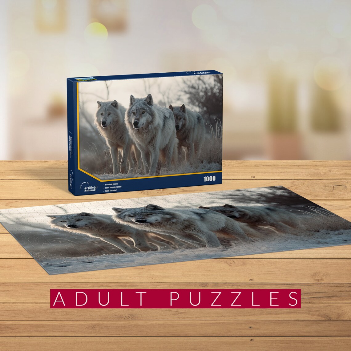 Wolf Jigsaw Puzzle, Wolf Art, Grey Wolf Puzzle, Wildlife Puzzle, Wolf ...