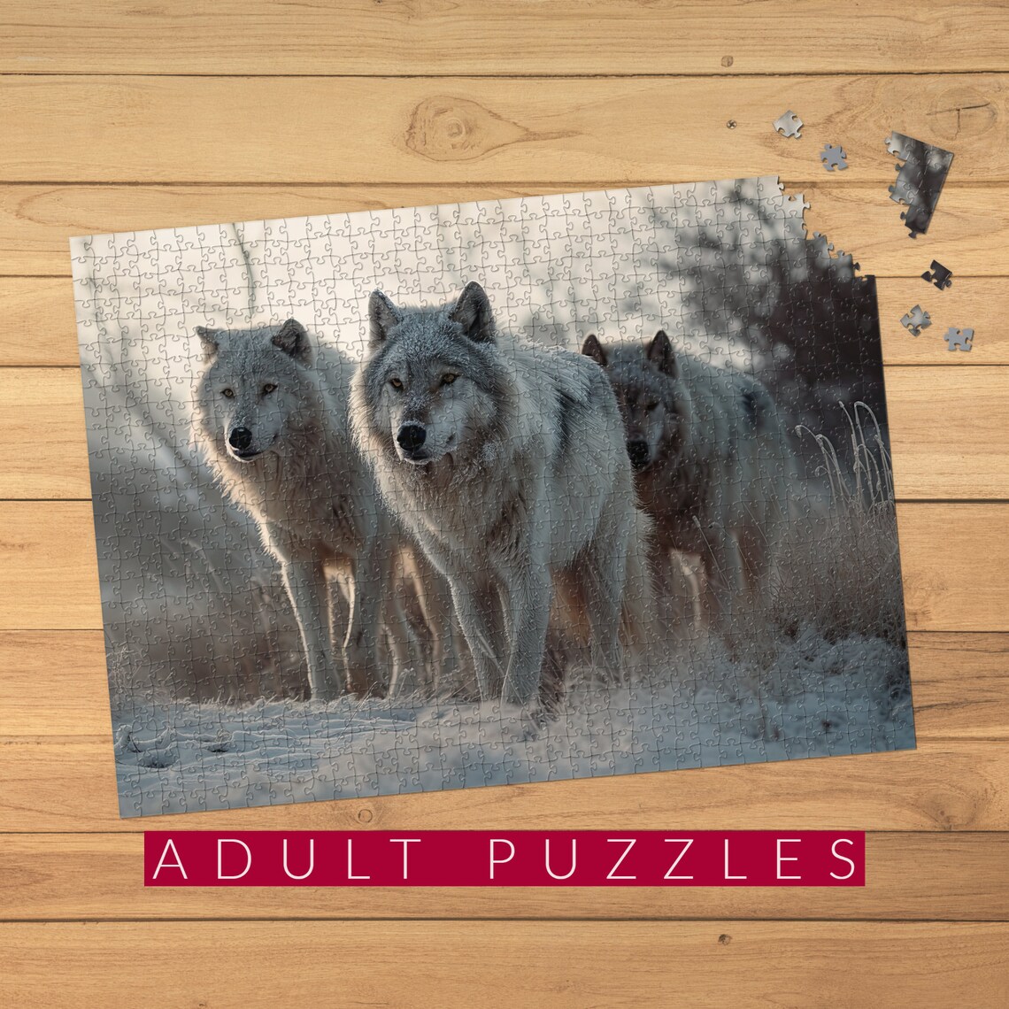 Wolf Jigsaw Puzzle, Wolf Art, Grey Wolf Puzzle, Wildlife Puzzle, Wolf ...