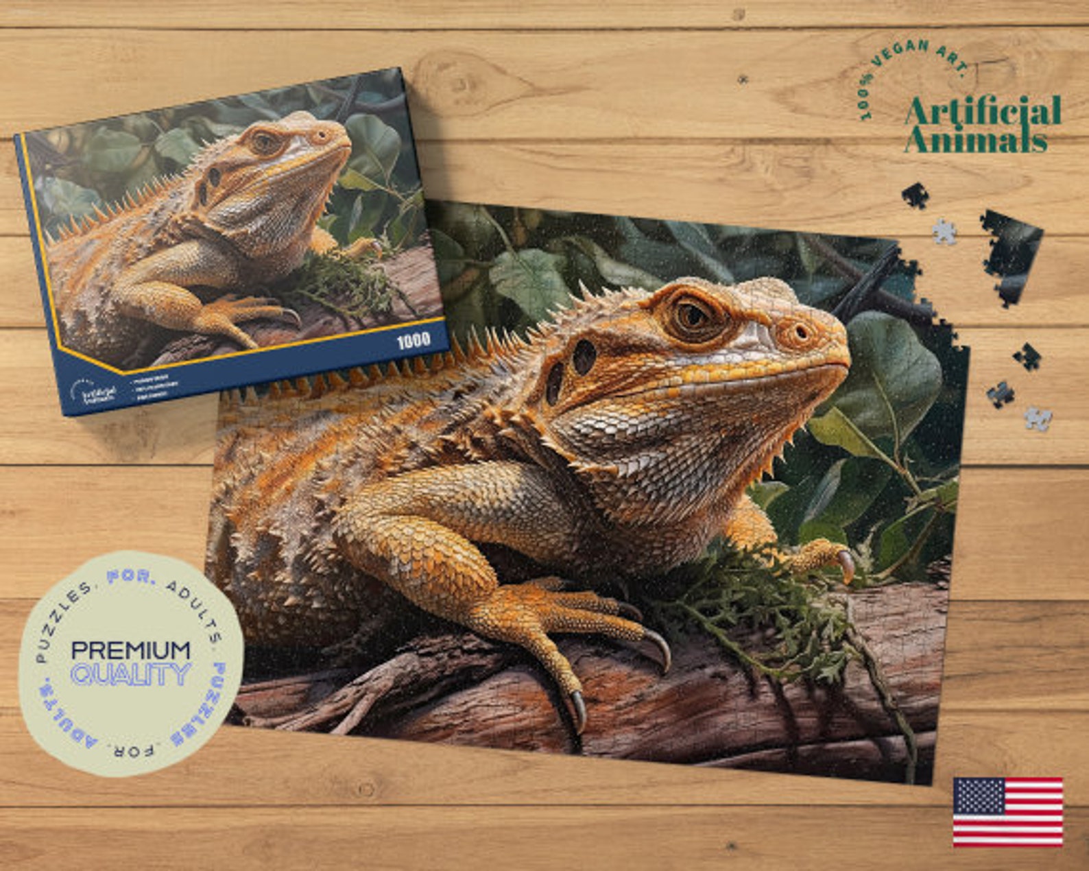 Bearded Dragon Jigsaw Puzzle, Lizards Art, Gifts for Bearded Dragon ...