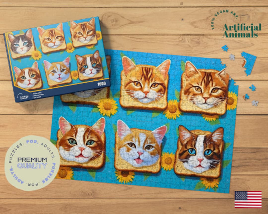 Cat Breading Art, Jigsaw Puzzle, Meme Art, Meme Cat Painting, Funny Cat Meme, Meme Cats, Sad Cat ...