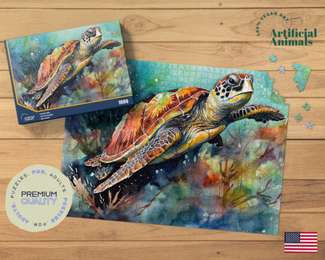 Sea Turtle Jigsaw Puzzle, Turtle Painting, Sea Turtle Painting, Sea ...