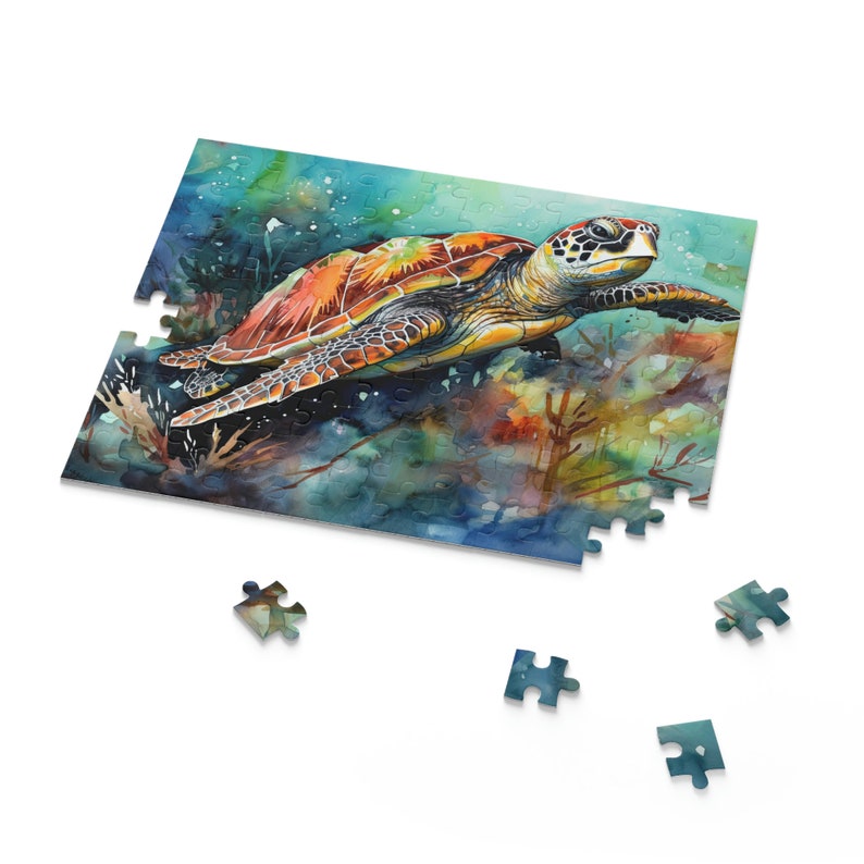 Sea Turtle Jigsaw Puzzle Turtle Painting Sea Turtle - Etsy