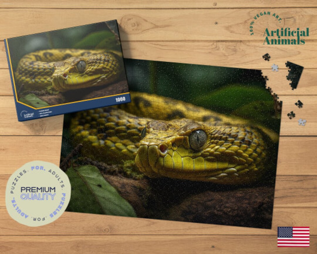 Original Snake Jigsaw Puzzle, Reptile Art, Gift for Snake Lovers, Snake ...