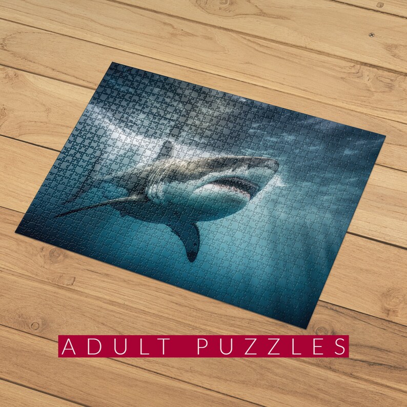Shark Jigsaw Puzzle, Shark Art, Sea Life, Great White Shark Art ...