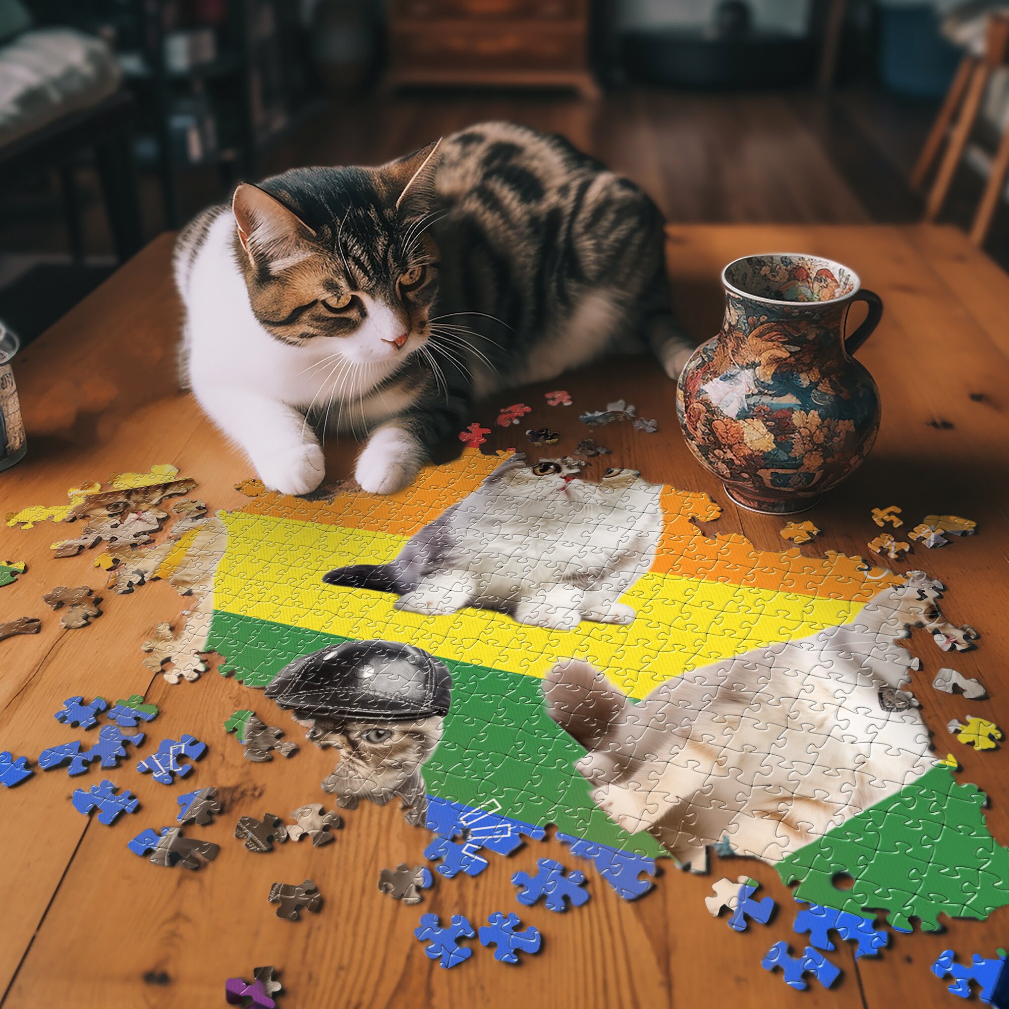 Gay Cat Jigsaw Puzzle, Puzzle for Adults, LGBTQ Gift, Gay Queer Art ...