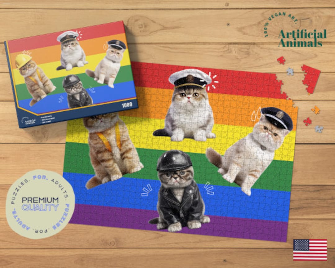 Gay Cat Jigsaw Puzzle, Puzzle for Adults, LGBTQ Gift, Gay Queer Art ...
