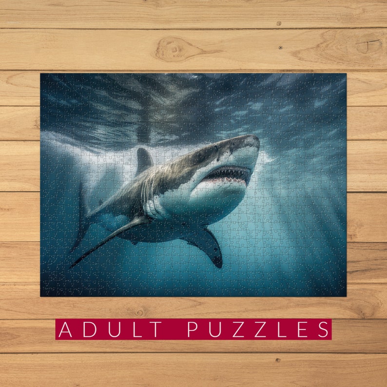 Shark Jigsaw Puzzle, Shark Art, Sea Life, Great White Shark Art ...