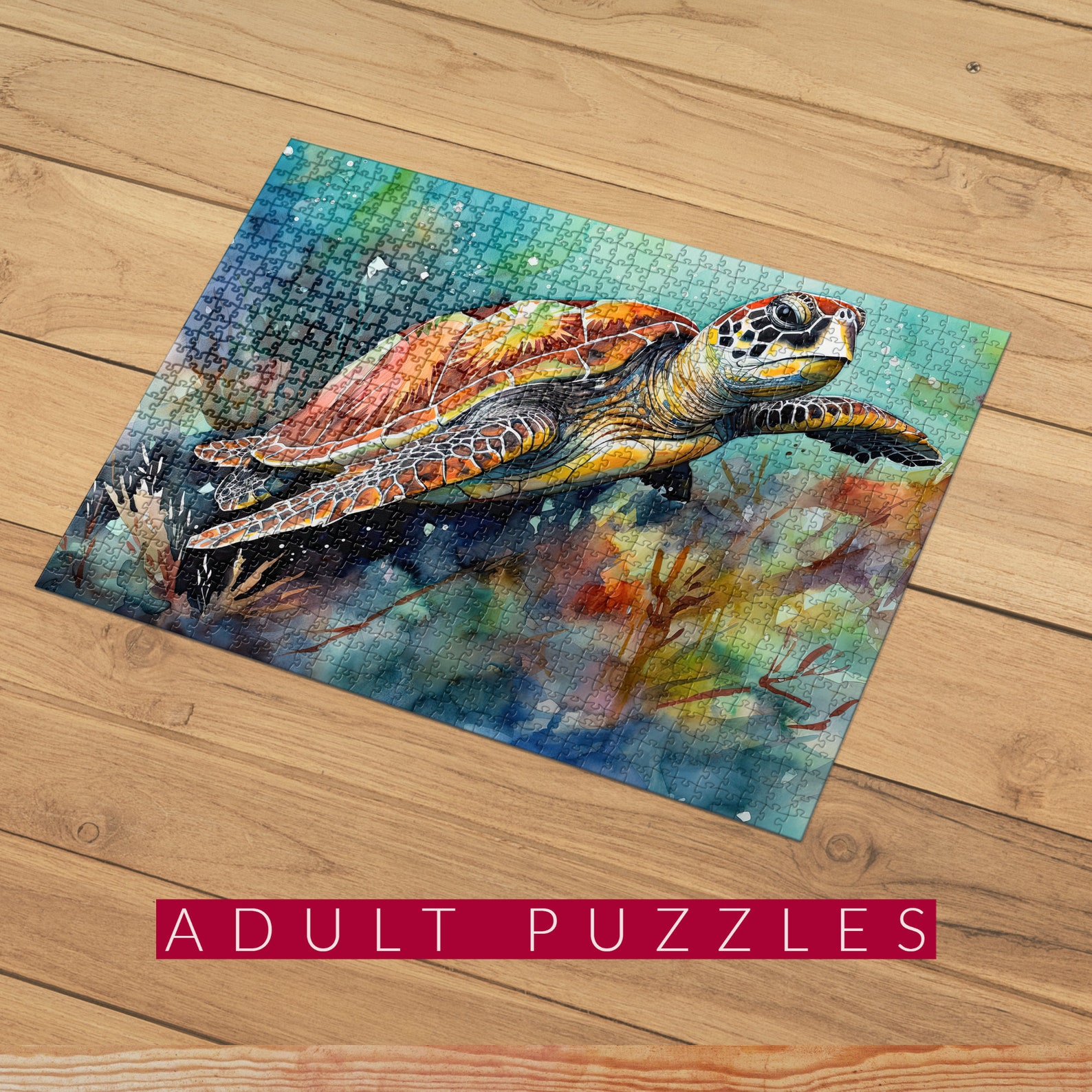 Sea Turtle Jigsaw Puzzle, Turtle Painting, Sea Turtle Painting, Sea ...