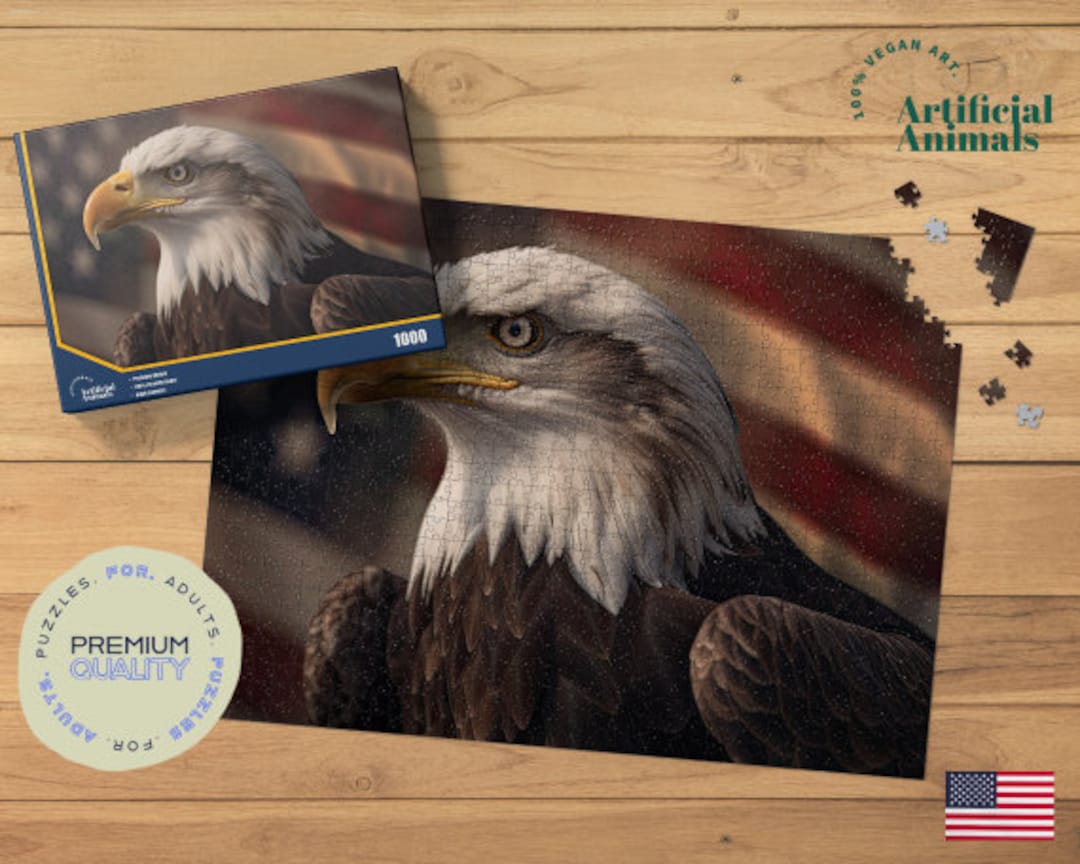Eagle Flag Puzzle, Eagle Paintings, Bald Eagle Art, Bird Jigsaw Puzzle ...