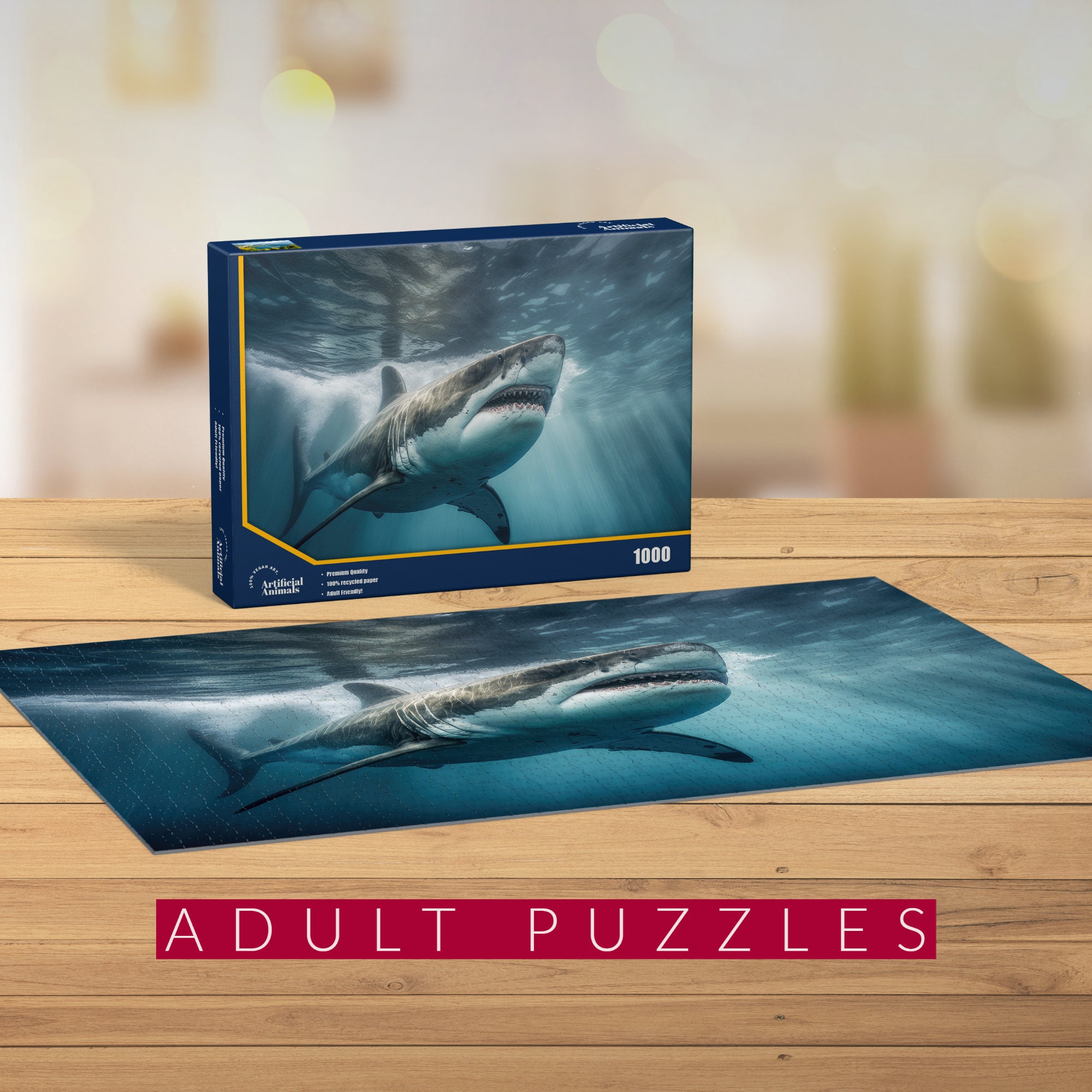Shark Jigsaw Puzzle, Shark Art, Sea Life, Great White Shark Art ...