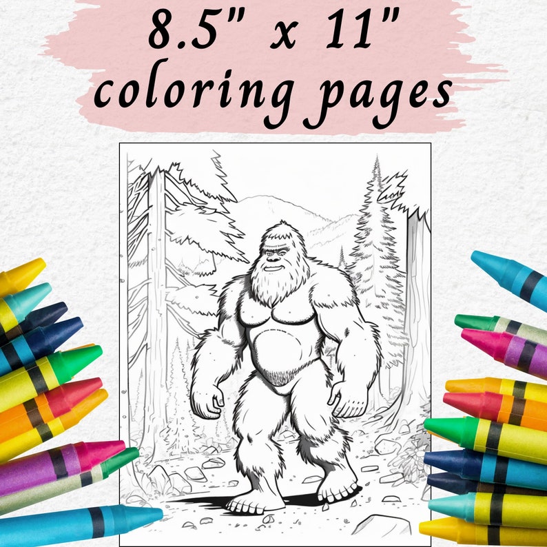 Bigfoot Coloring Pages for Kids | Digital Download | Coloring Sheets ...
