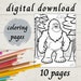 Bigfoot Coloring Pages for Kids | Digital Download | Coloring Sheets ...