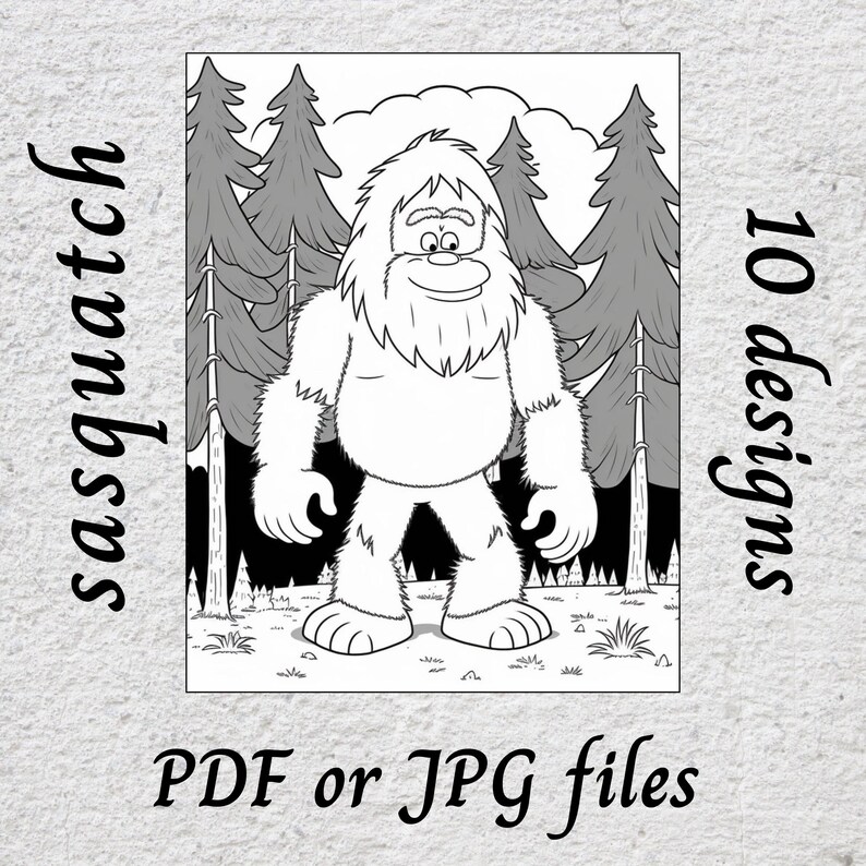 Bigfoot Coloring Pages for Kids | Digital Download | Coloring Sheets ...