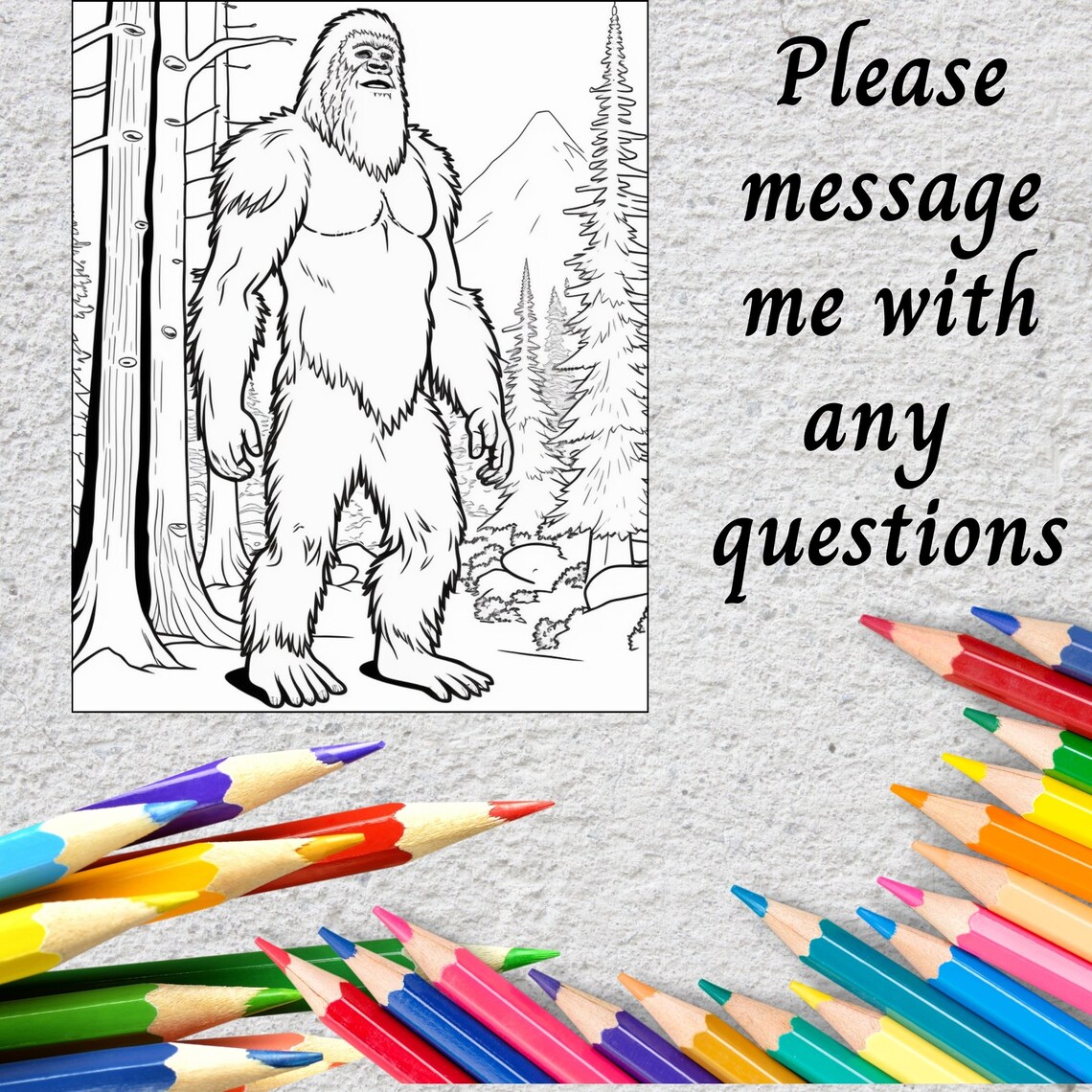 Bigfoot Coloring Pages for Kids Digital Download Coloring Sheets ...