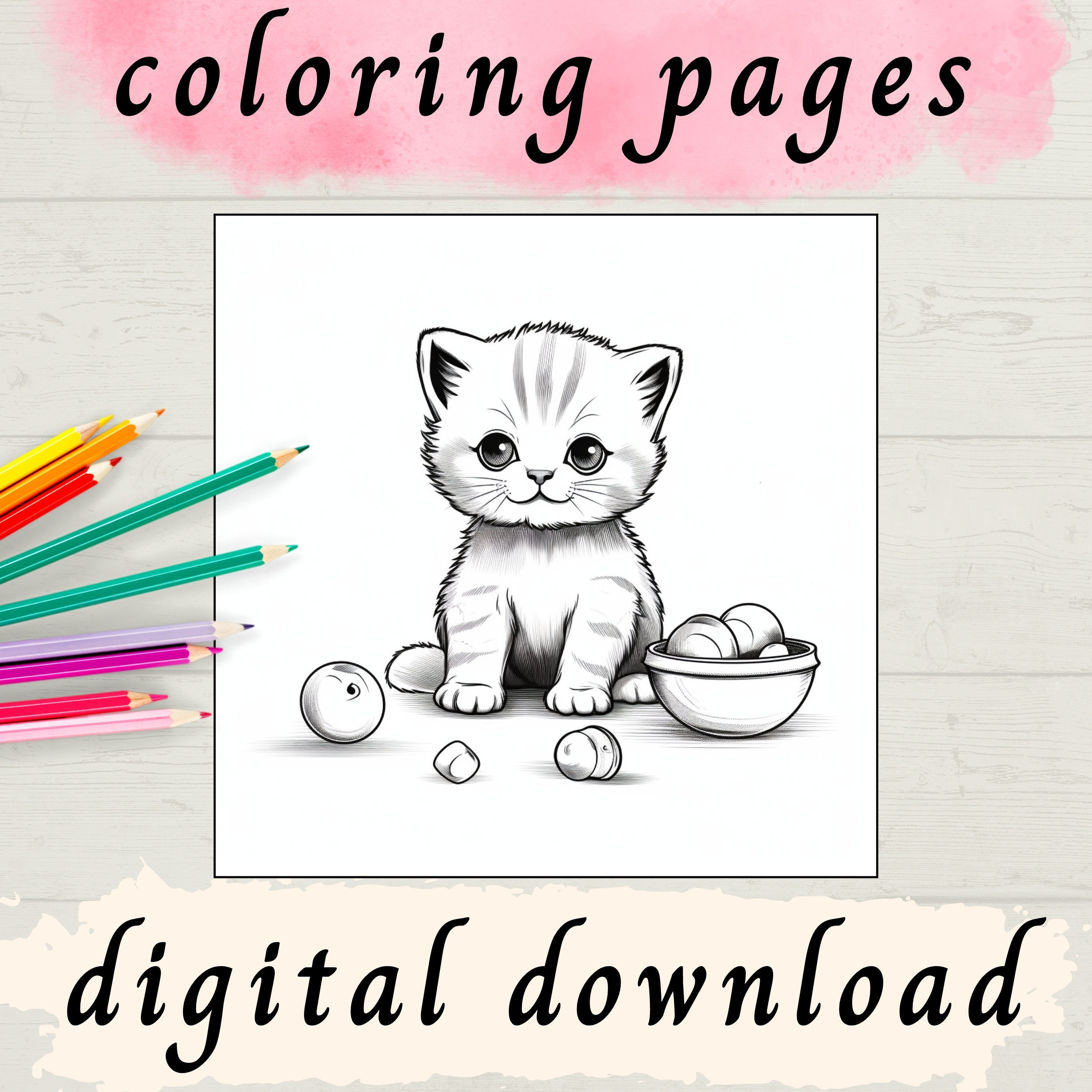 Coloring Pages for Kids | Digital Download | Cats and Kittens | Instant ...