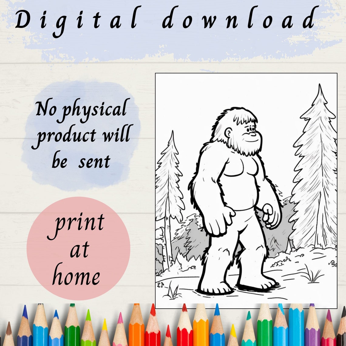 Bigfoot Coloring Pages for Kids Digital Download Coloring Sheets ...
