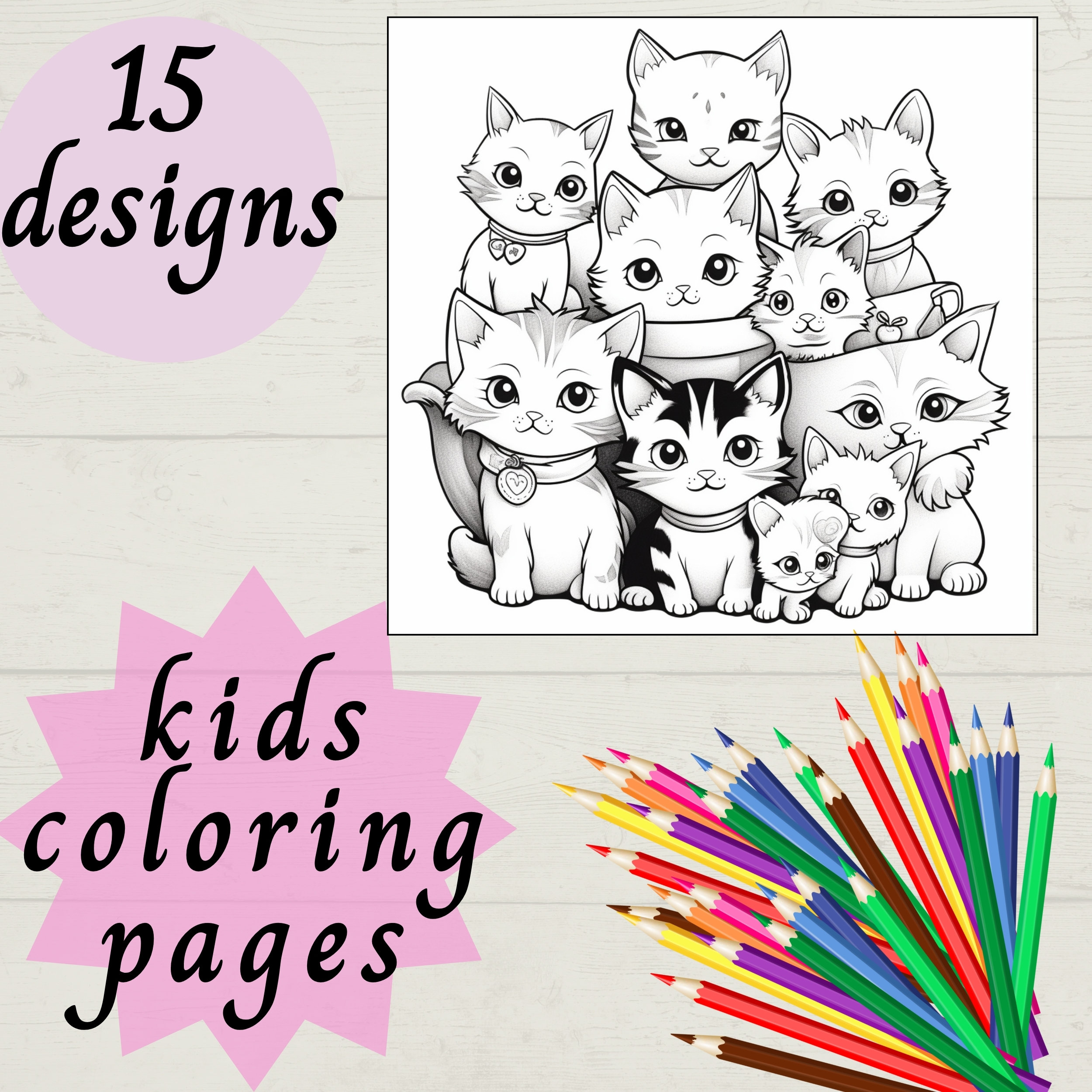 Coloring Pages for Kids | Digital Download | Cats and Kittens | Instant ...