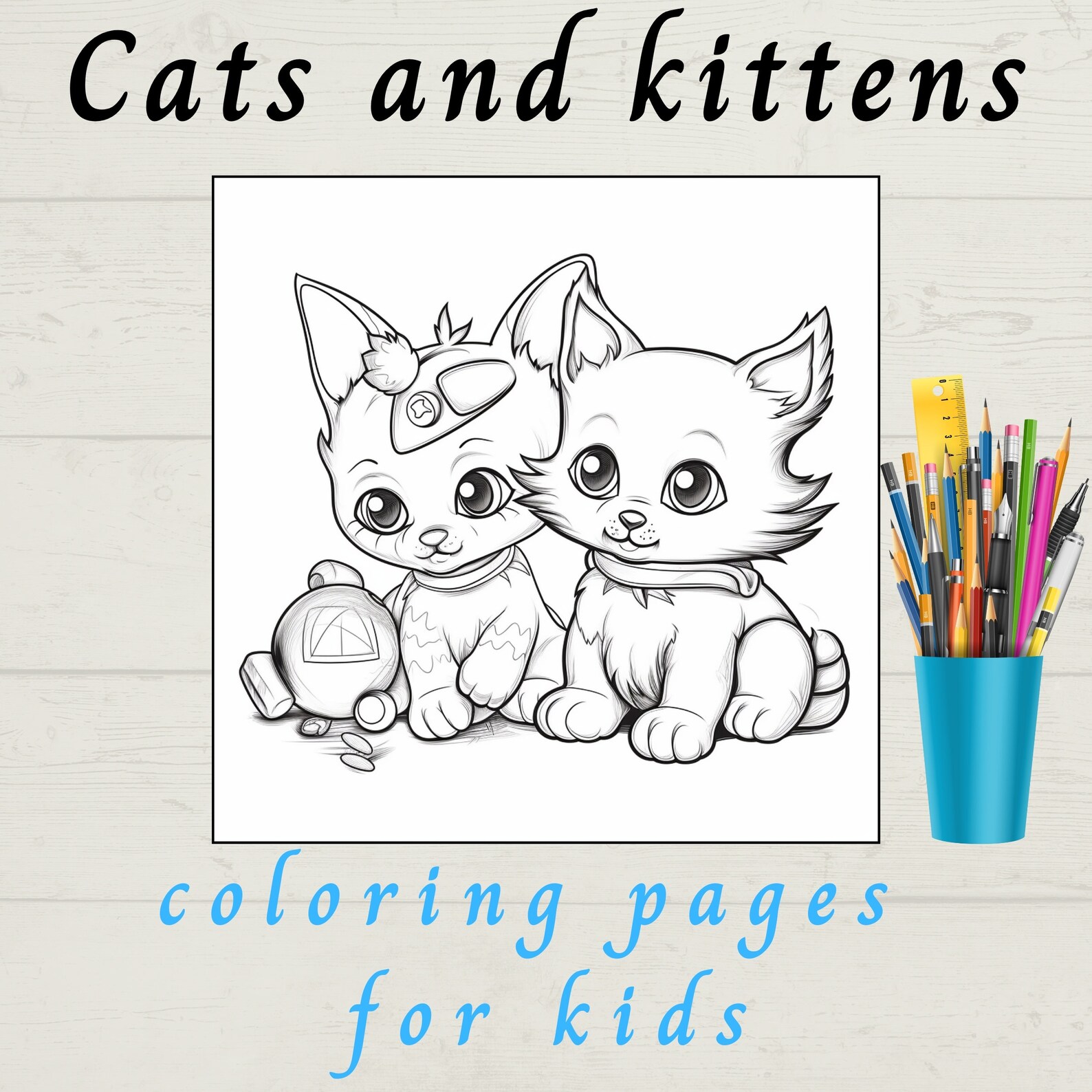 Coloring Pages for Kids | Digital Download | Cats and Kittens | Instant ...