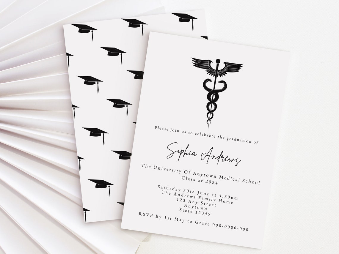 EDITABLE Medical School Graduation Party Invitation, Formal Invite ...