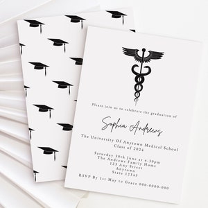 EDITABLE Medical School Graduation Party Invitation, Formal Invite ...