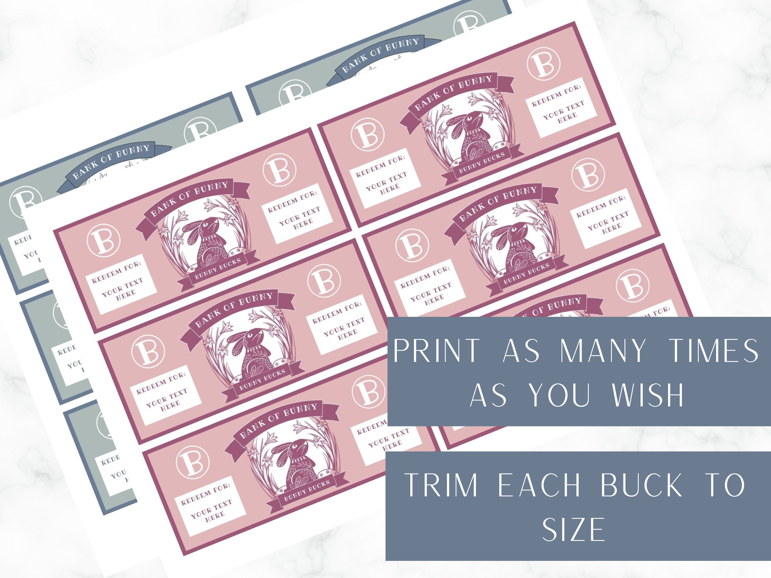 Editable Bunny Bucks, Printable Easter Bunny Money, Sage and Pink ...