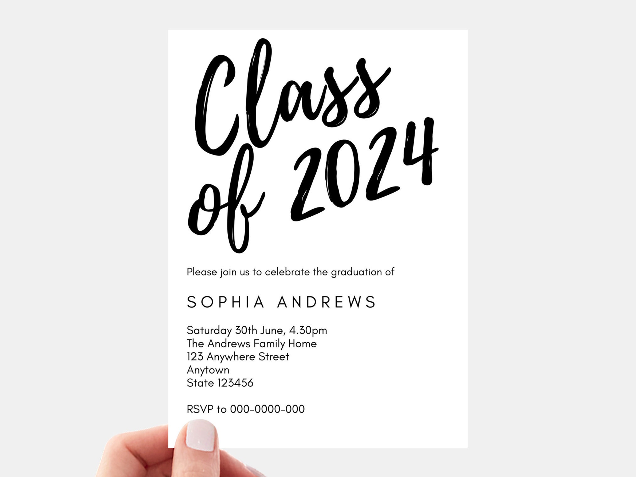 EDITABLE Class of 2024 Graduation Invite, Grad Party Invitation ...