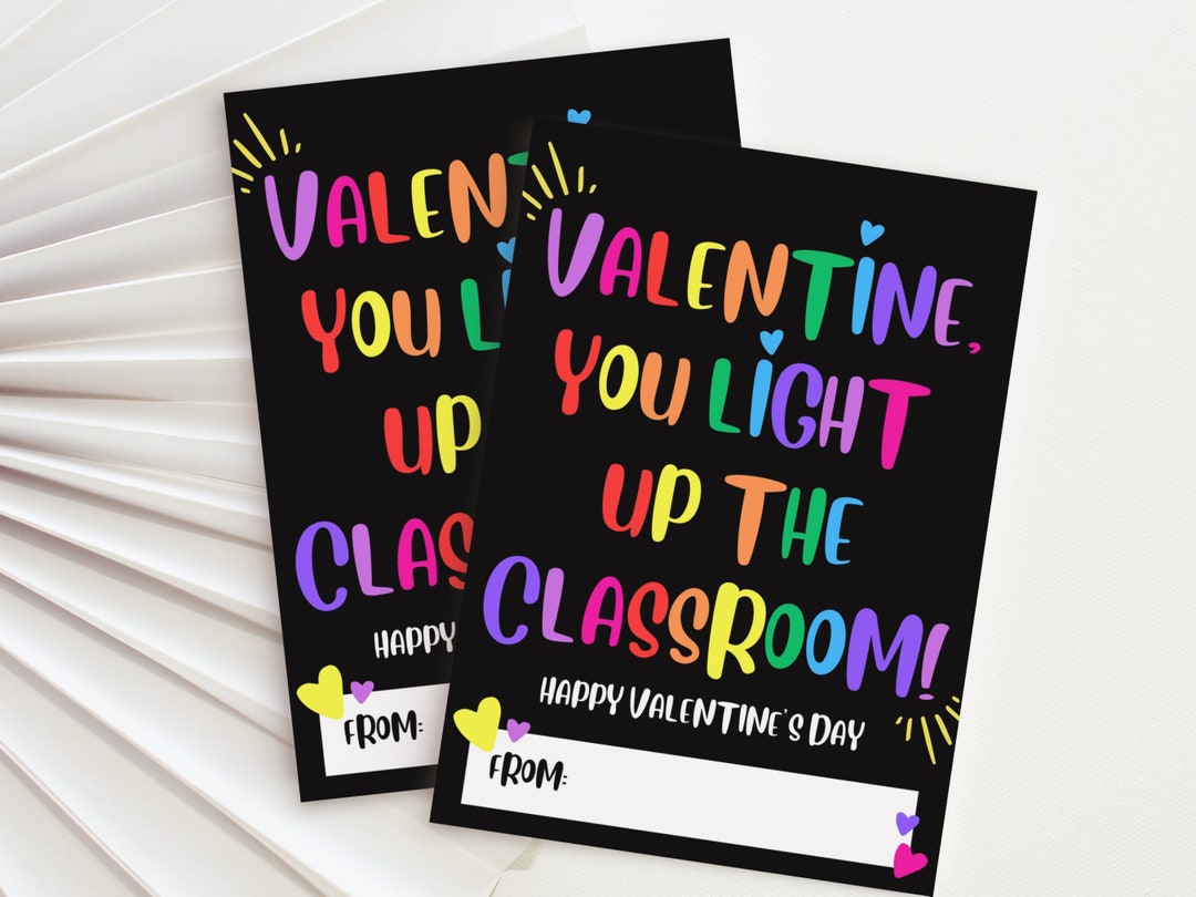 PRINTABLE Light up the Classroom Valentine Tags, DIY Glo Stick ...