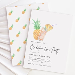 EDITABLE Graduation Luau Party Invitation, Watercolor Template for ...