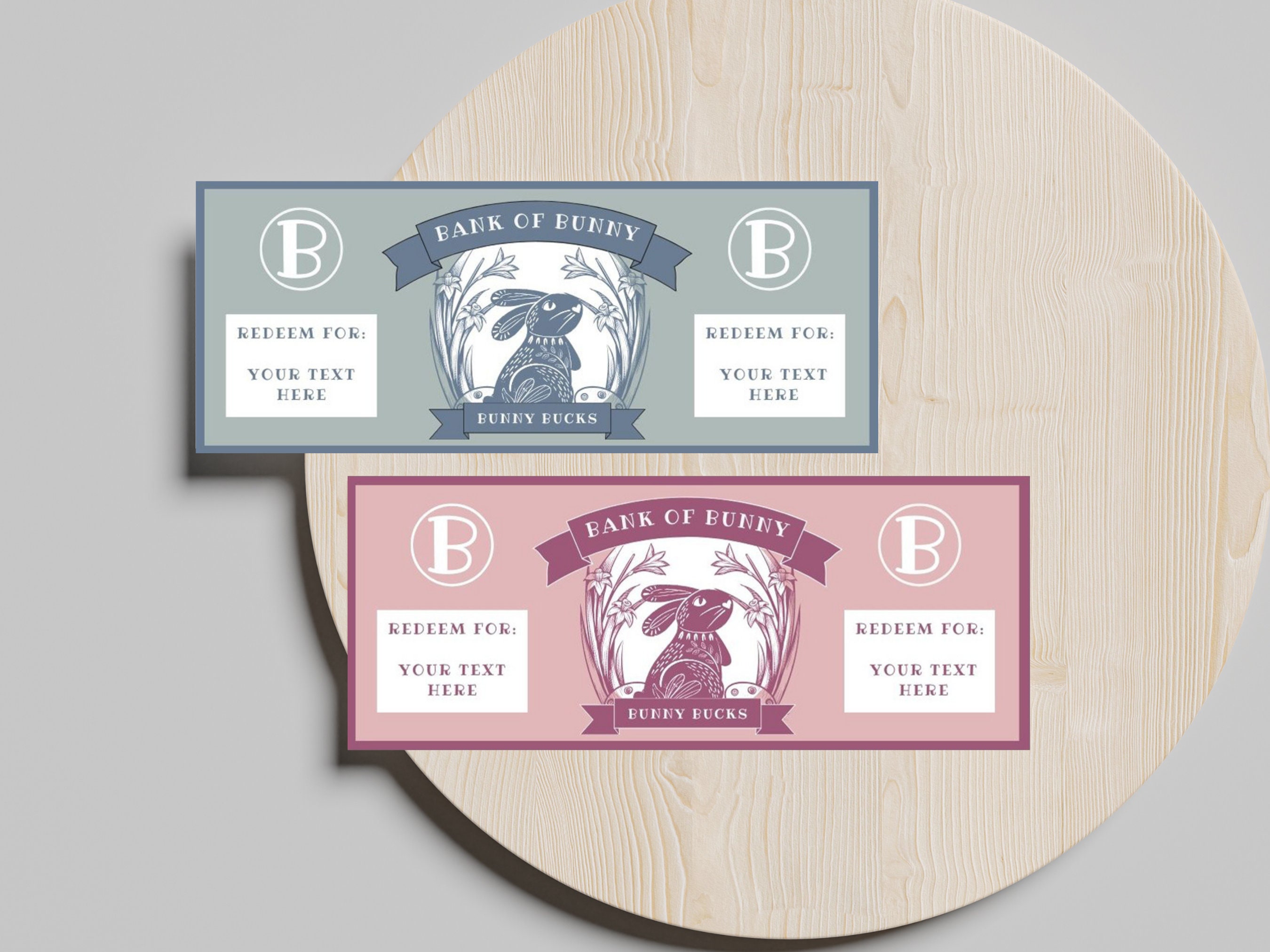 Editable Bunny Bucks, Printable Easter Bunny Money, Sage and Pink ...