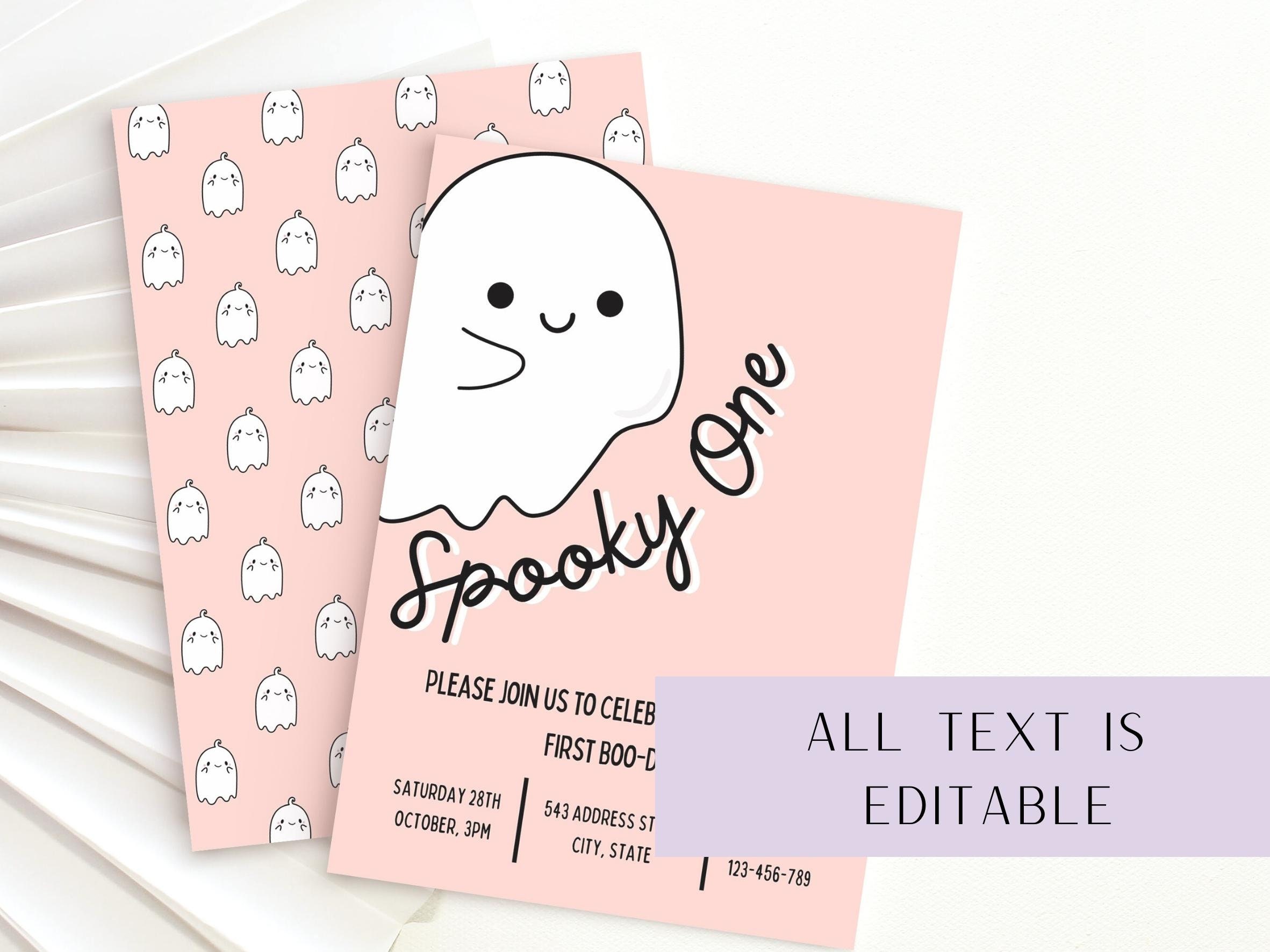 EDITABLE Spooky One Birthday Invitation, First Birthday Invite, Girl ...
