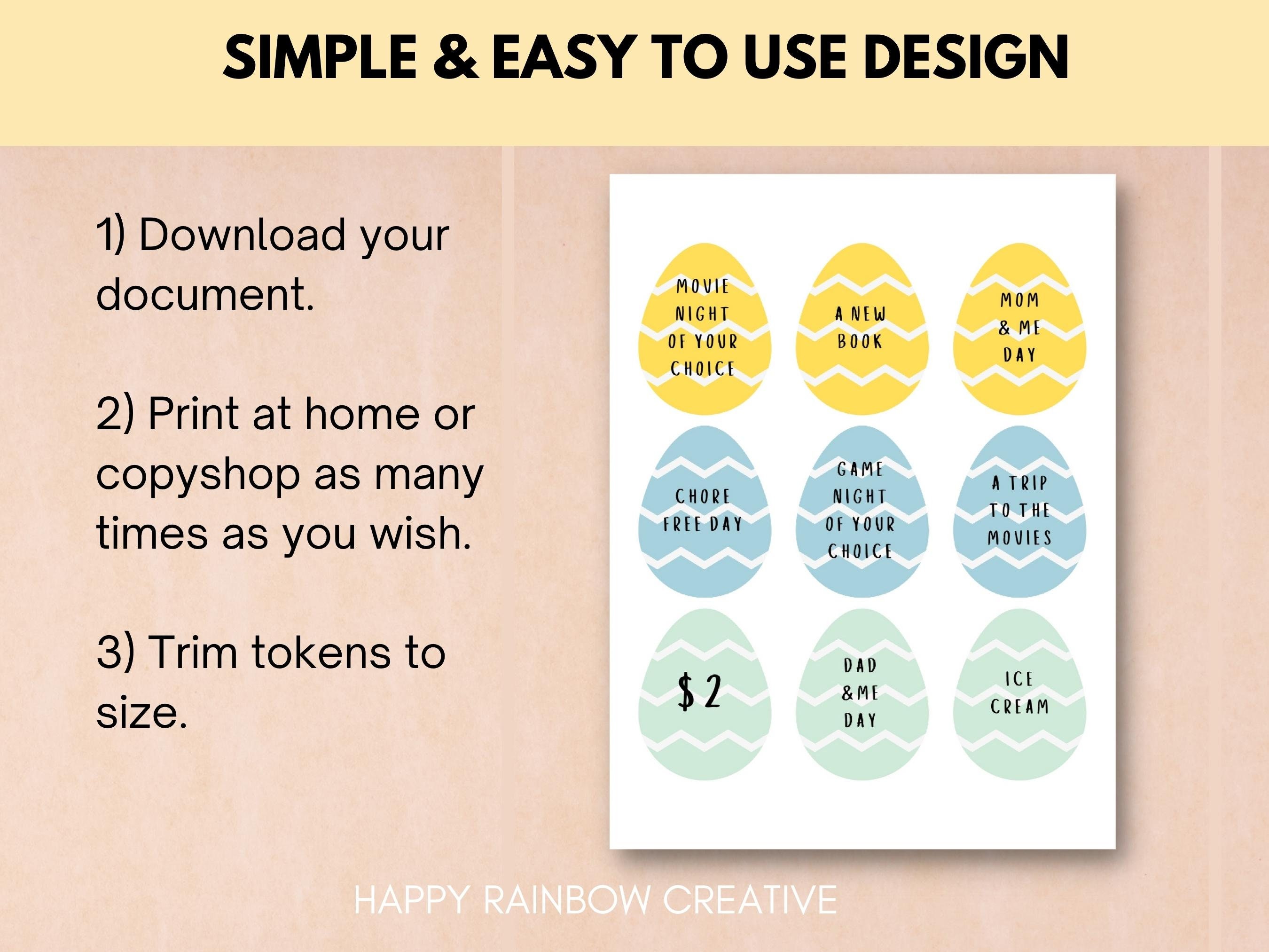 Easter Tokens Printable, Easter Egg Hunt Tokens for Kids, Easter Basket ...