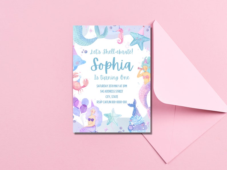 EDITABLE Let's Shellebrate Mermaid Birthday Invitation, Any Age Invite ...