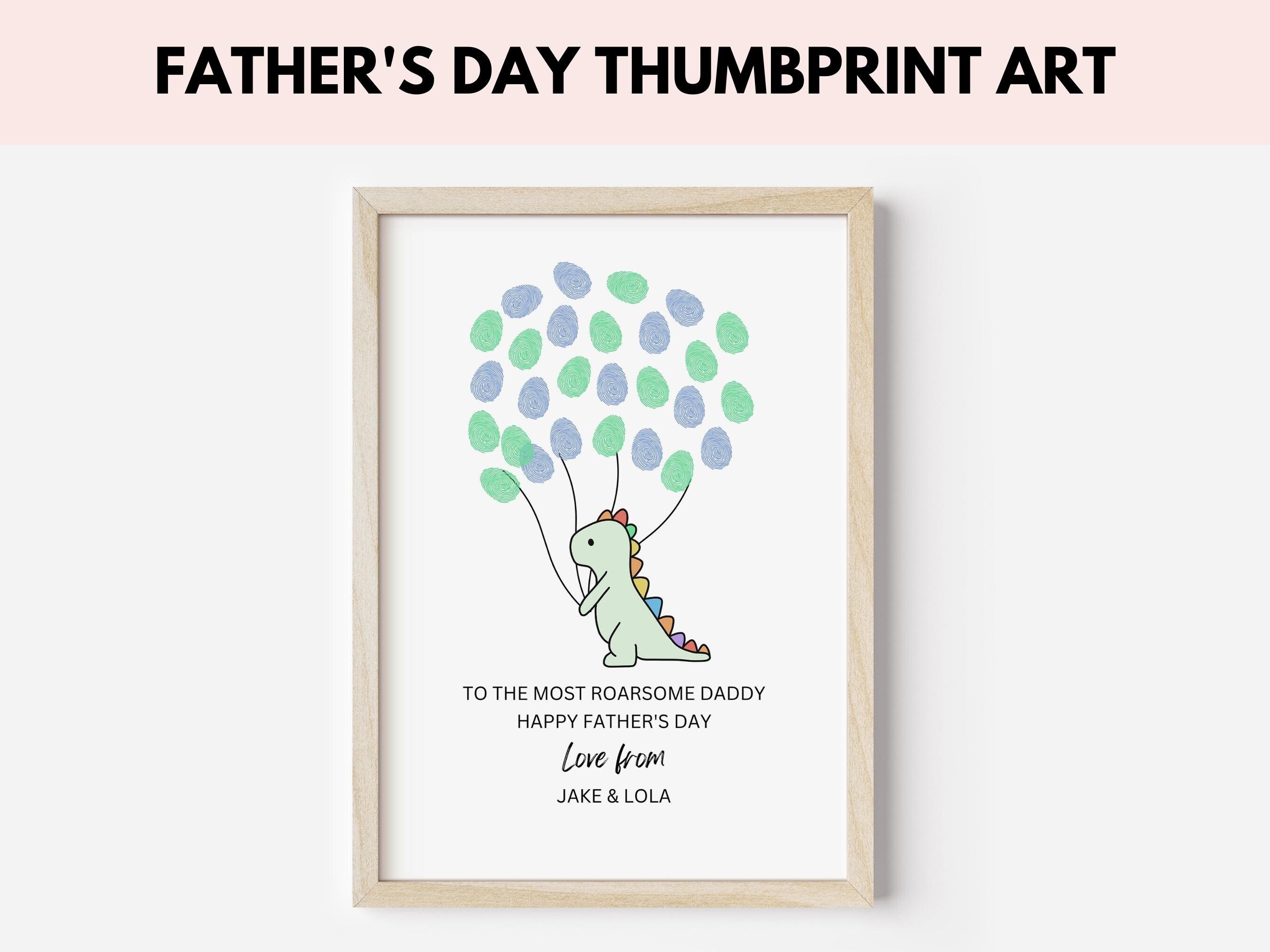 Father’s Day Dinosaur Thumbprint Art, Personalised Father's Day Gift ...