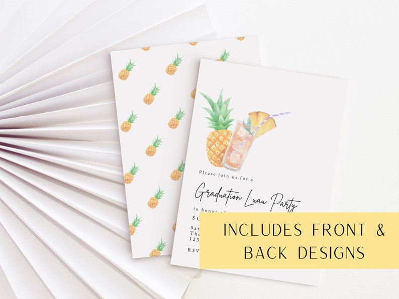 EDITABLE Graduation Luau Party Invitation, Watercolor Template for ...