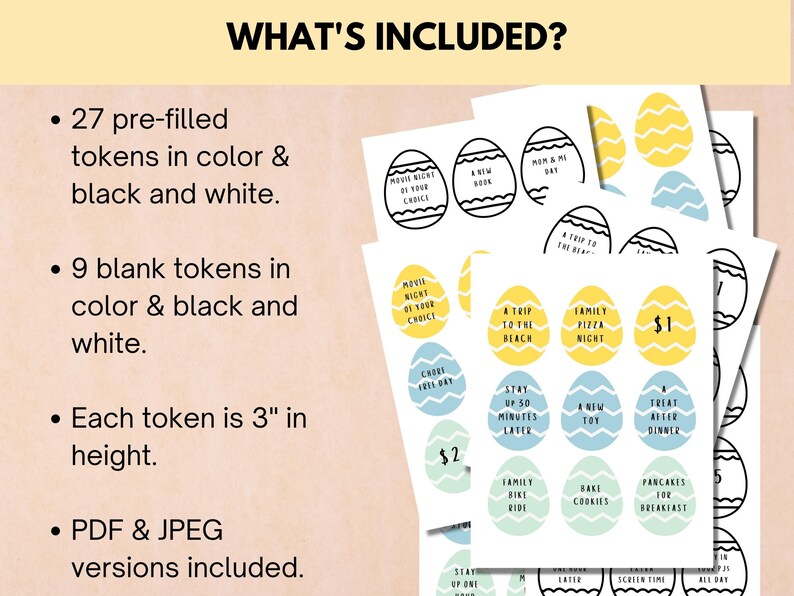 Easter Tokens Printable, Easter Egg Hunt Tokens for Kids, Easter Basket ...