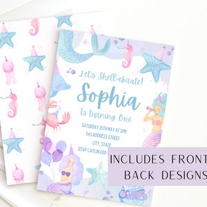 EDITABLE Let's Shellebrate Mermaid Birthday Invitation, Any Age Invite ...