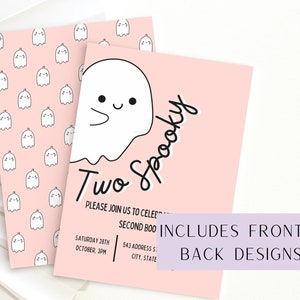 EDITABLE Two Spooky Birthday Invitation, Second Birthday Invite, Girl ...