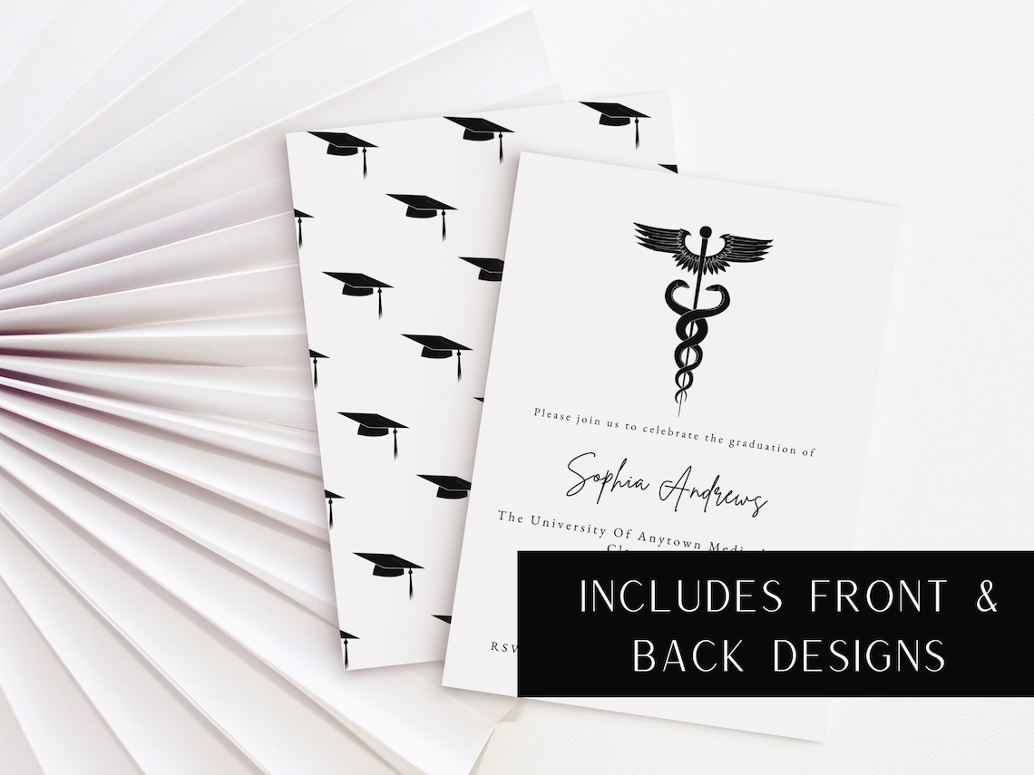 EDITABLE Medical School Graduation Party Invitation, Formal Invite ...