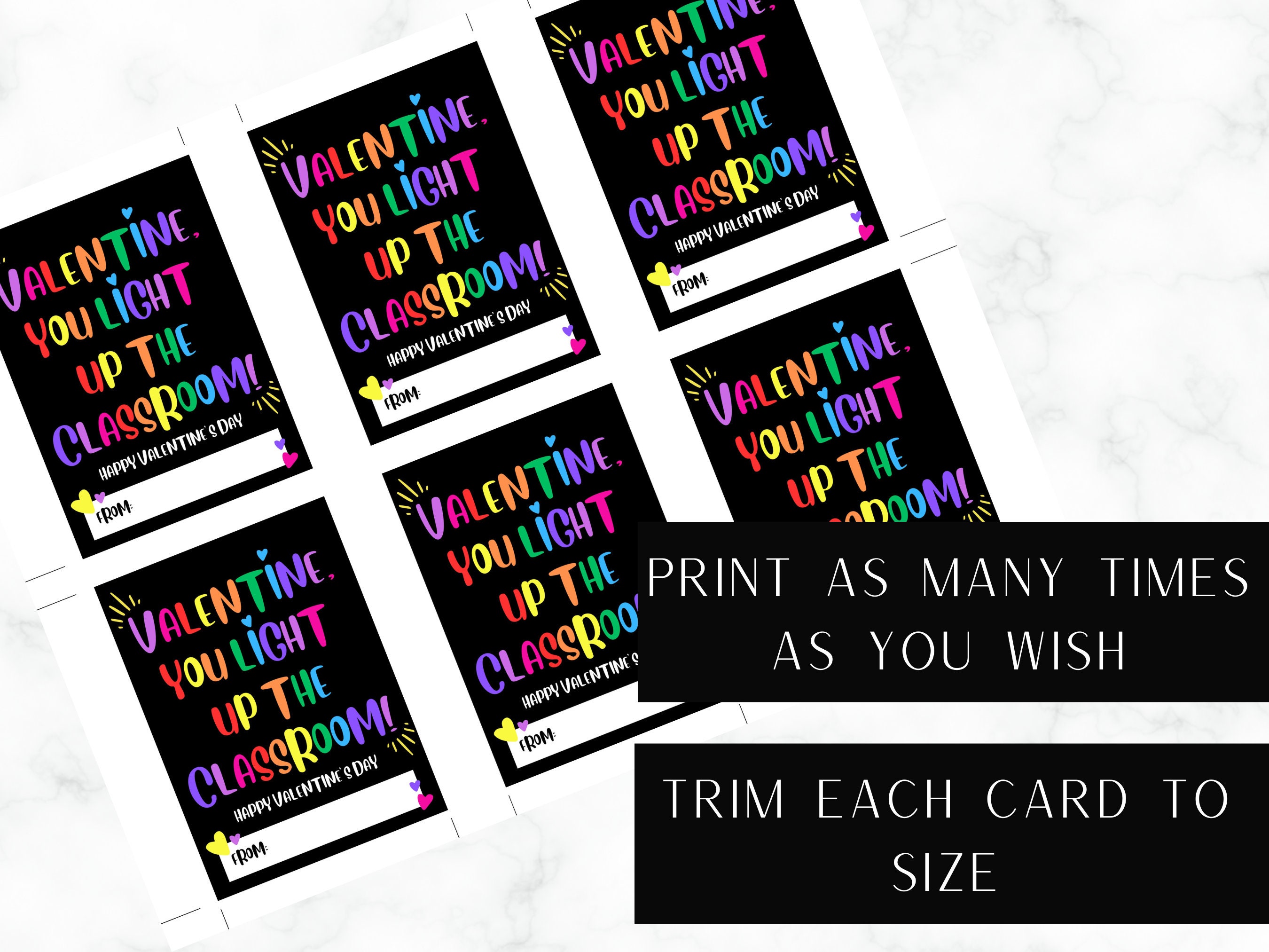 PRINTABLE Light up the Classroom Valentine Tags, DIY Glo Stick ...