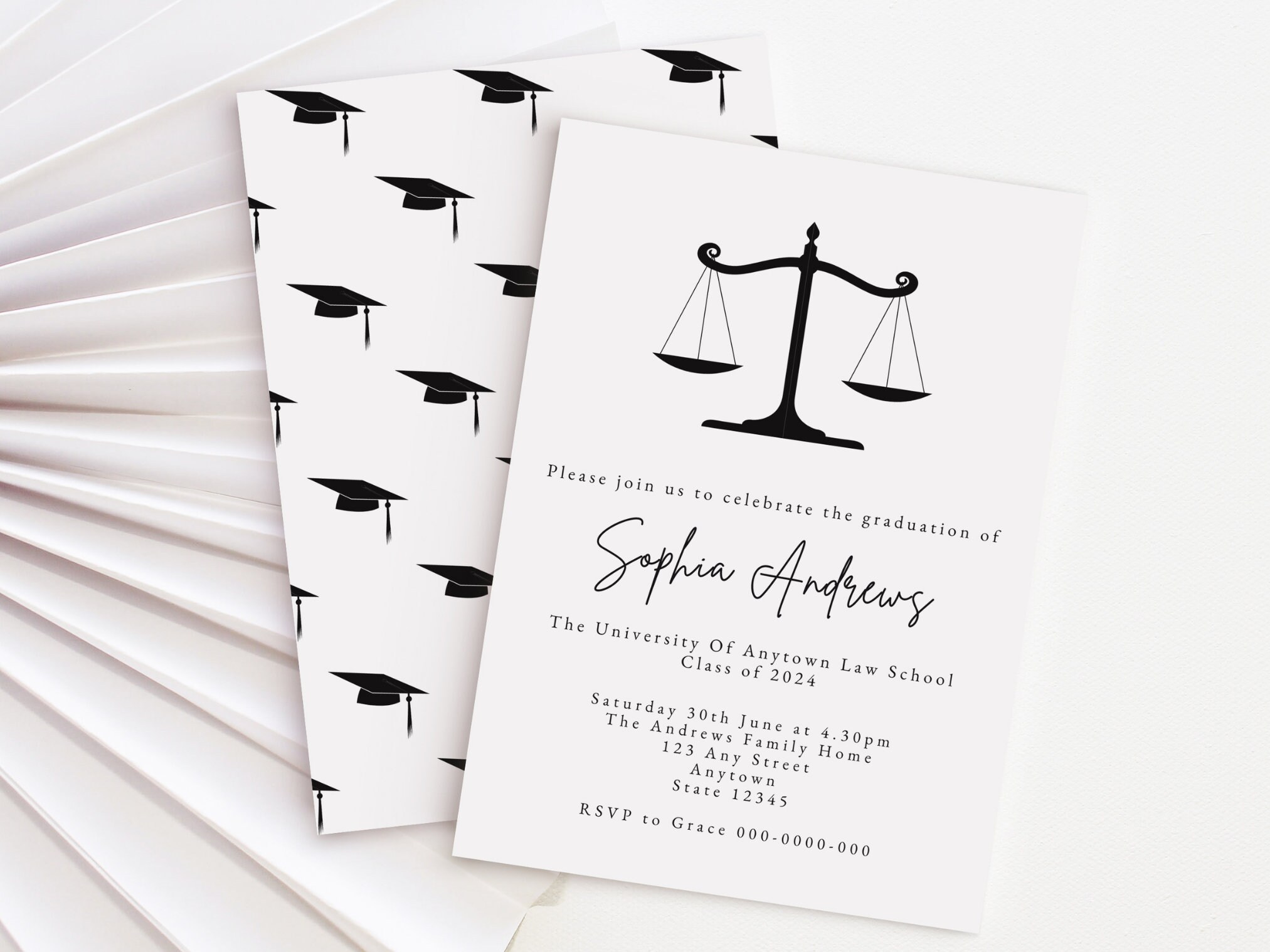 EDITABLE Law School Graduation Party Invitation, Formal Announcement ...