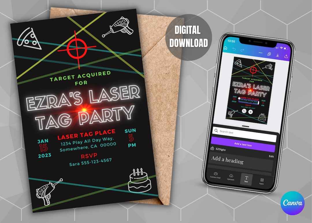 EDITABLE Laser Tag Birthday Invitation Template Instant - Etsy Australia