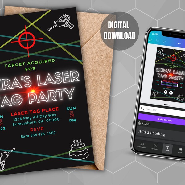 Laser Tag Invites - Etsy