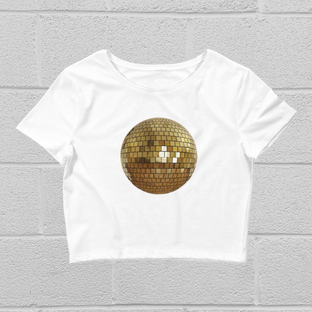 Gold Disco Ball, Mirrorball Baby Tee, Pinterest Style, Minimalistic Tee ...