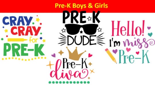 Pre Kindergarten Cut Files - SVG PNG DFX - Etsy