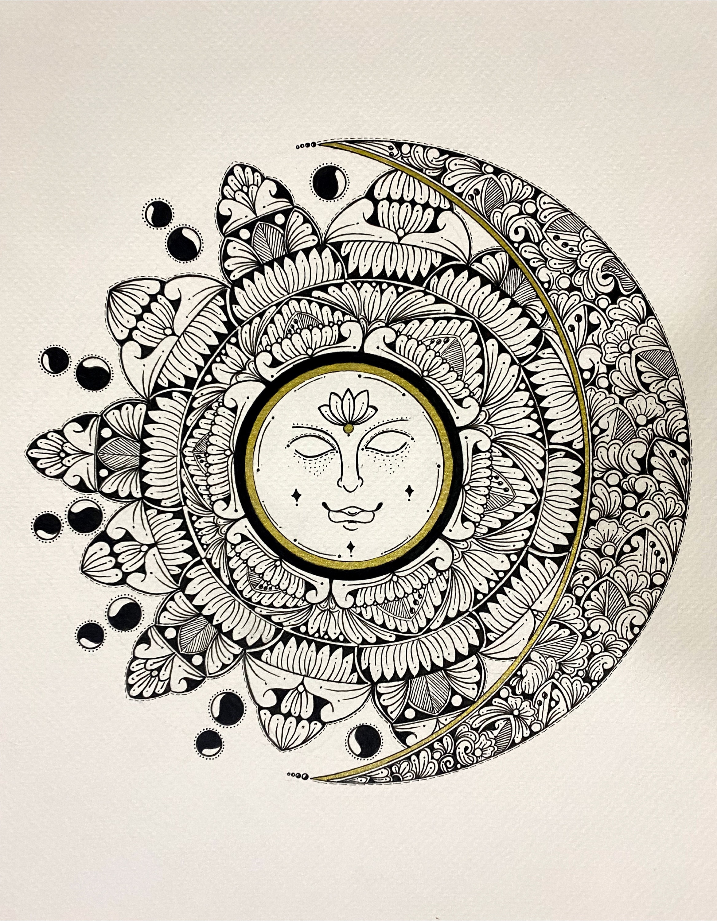 A4 Size Sun and Moon Mandala Art - Etsy