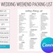 CANVA Template Wedding Weekend Packing List, Everything to Buy & Pack ...